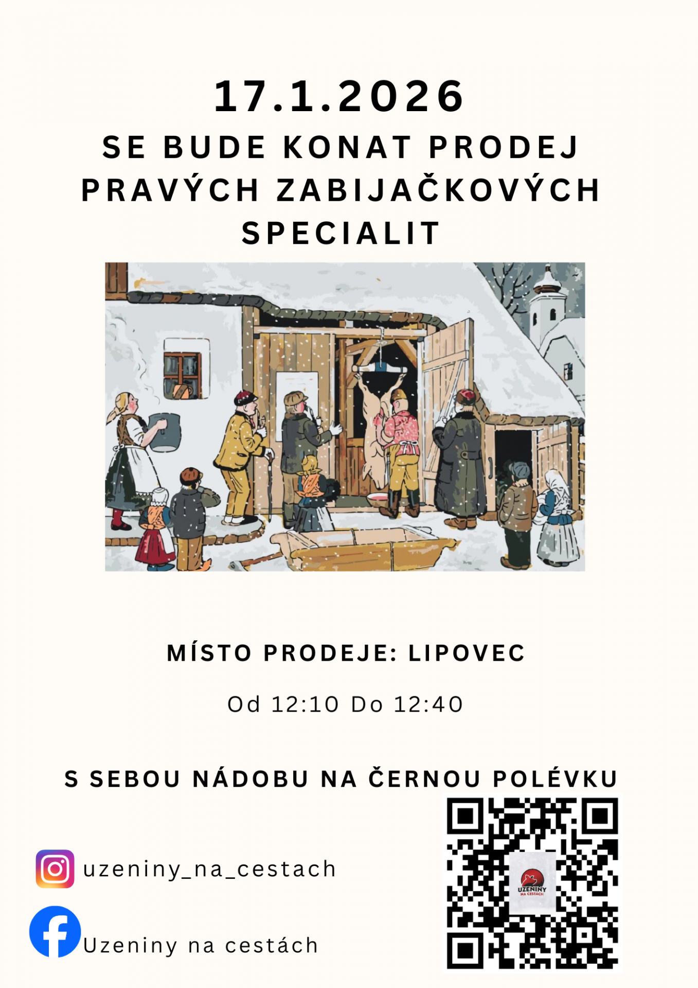Obec Lipovec | Prodej zabíjačkových specialit 17.1.2026 Lipovec